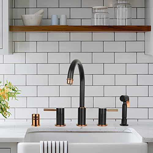 Two Tone Two-Handles Widespread Kitchen Faucet with Side Spray and Air Gap- AK96866BLRG