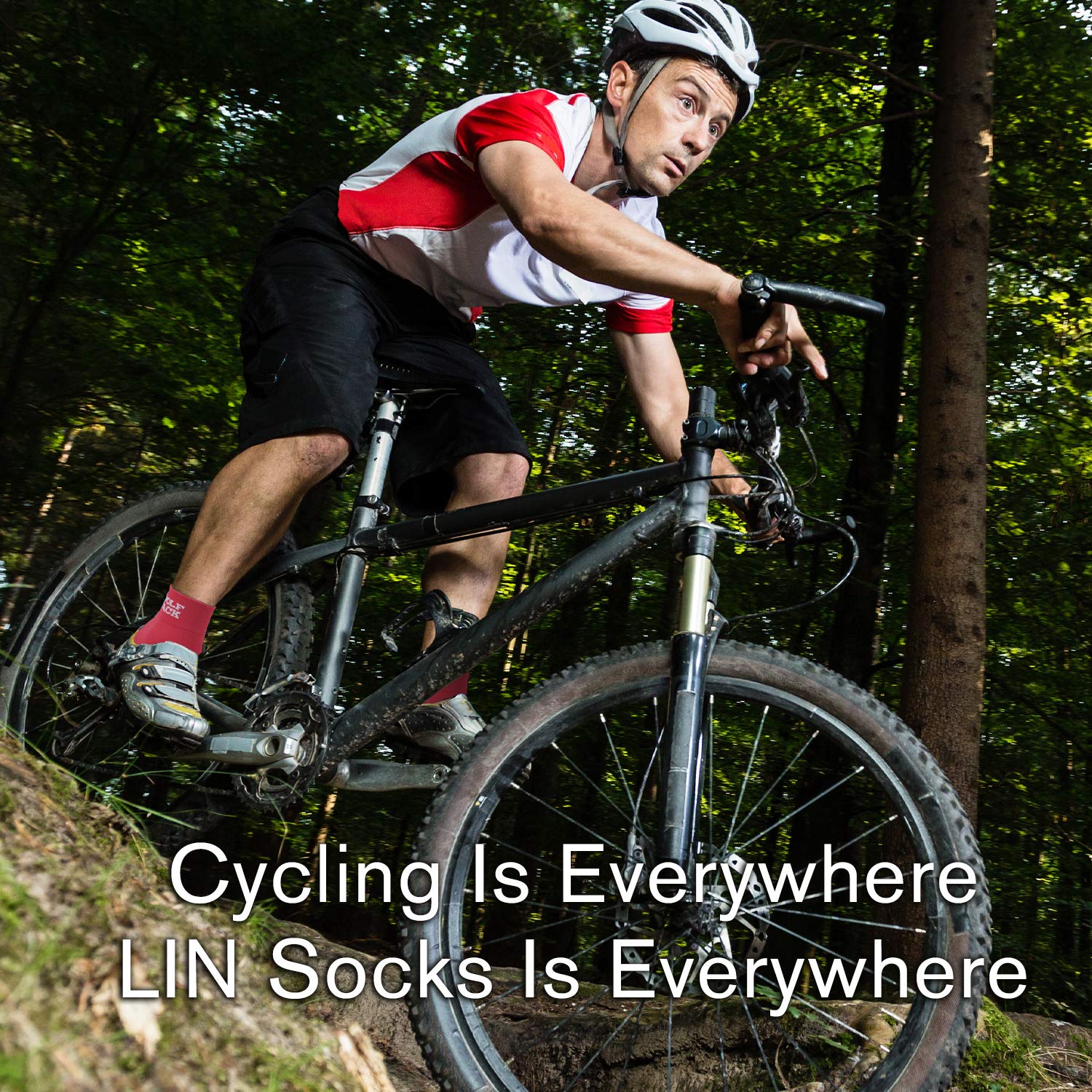 LIN 4 Pack Compression Cycling Socks for Men & Women Breathable Biking Sports Quarter Socks for Mountain Road Bike (M(9-11), Assorted-4 Pack)