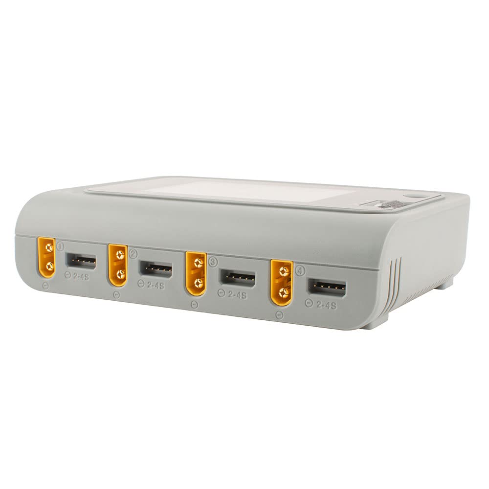 ToolkitRC Q4AC XT60 US Plug 4x50W 5A AC 100W 4 Port DC Smart Charger AC DC Smart Charger IPS Bright Clear Wide Angle Display