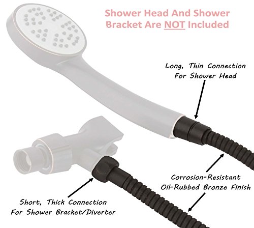 Universal 60 Inch Flexible Shower Hose - Extra Long, Stainless Steel, Double-Buckle For Handheld Showerhead - Oil-Rubbed Bronze