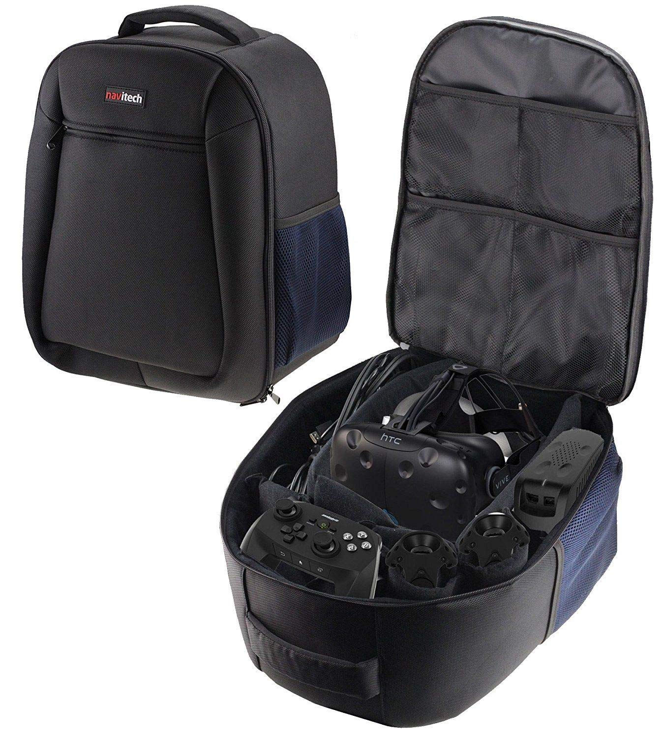 Navitech Rugged Black & Blue Backpack/Rucksack/Case/Cover Compatible With The HP Reverb VR Headset