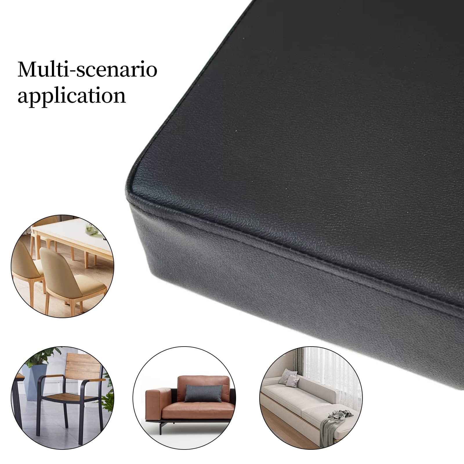 Ptosziav Leather Thick Not-Slip Chair Pads Memory Foam Chair Seat Cushion Removable Chair Padding for Office Dining Chair(Black 40cm/16in)