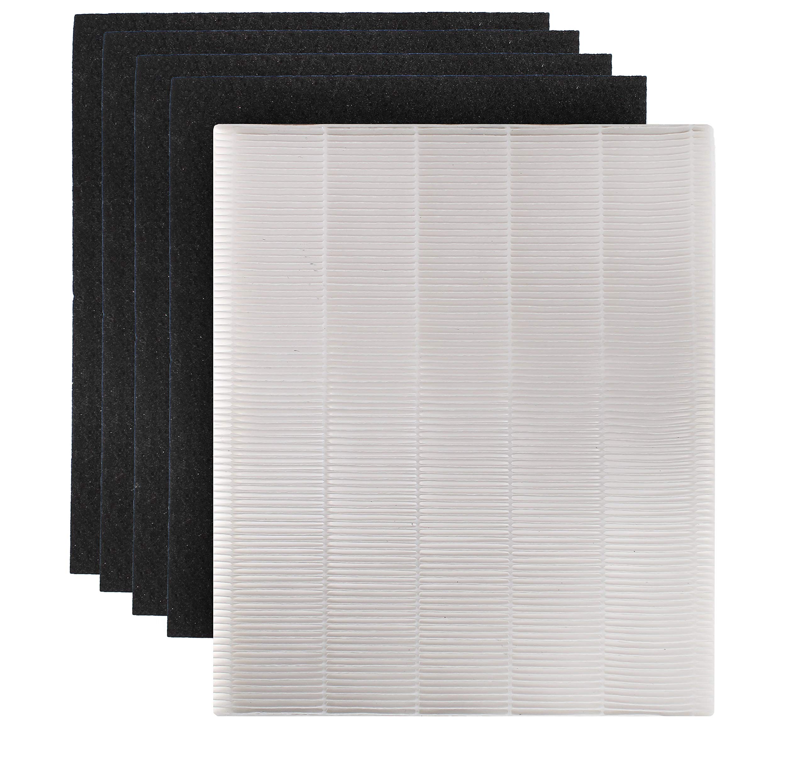 LifeSupplyUSA 2 True HEPA + 8 Carbon Pre Filter Replacements Compatible with Fellowes HF-230 CF-230 Air Purifier AP-230PH, Part 9370001/9372001