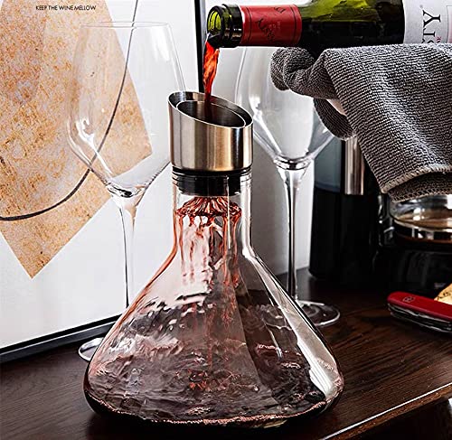 Smaier Wine Decanter Built-in Aerator Pourer(750ml), Wine Carafe Red Wine Decanter,100% Lead-free Crystal Glass, Wine Hand-held Aerator, Wine Gift, Wine Accessories