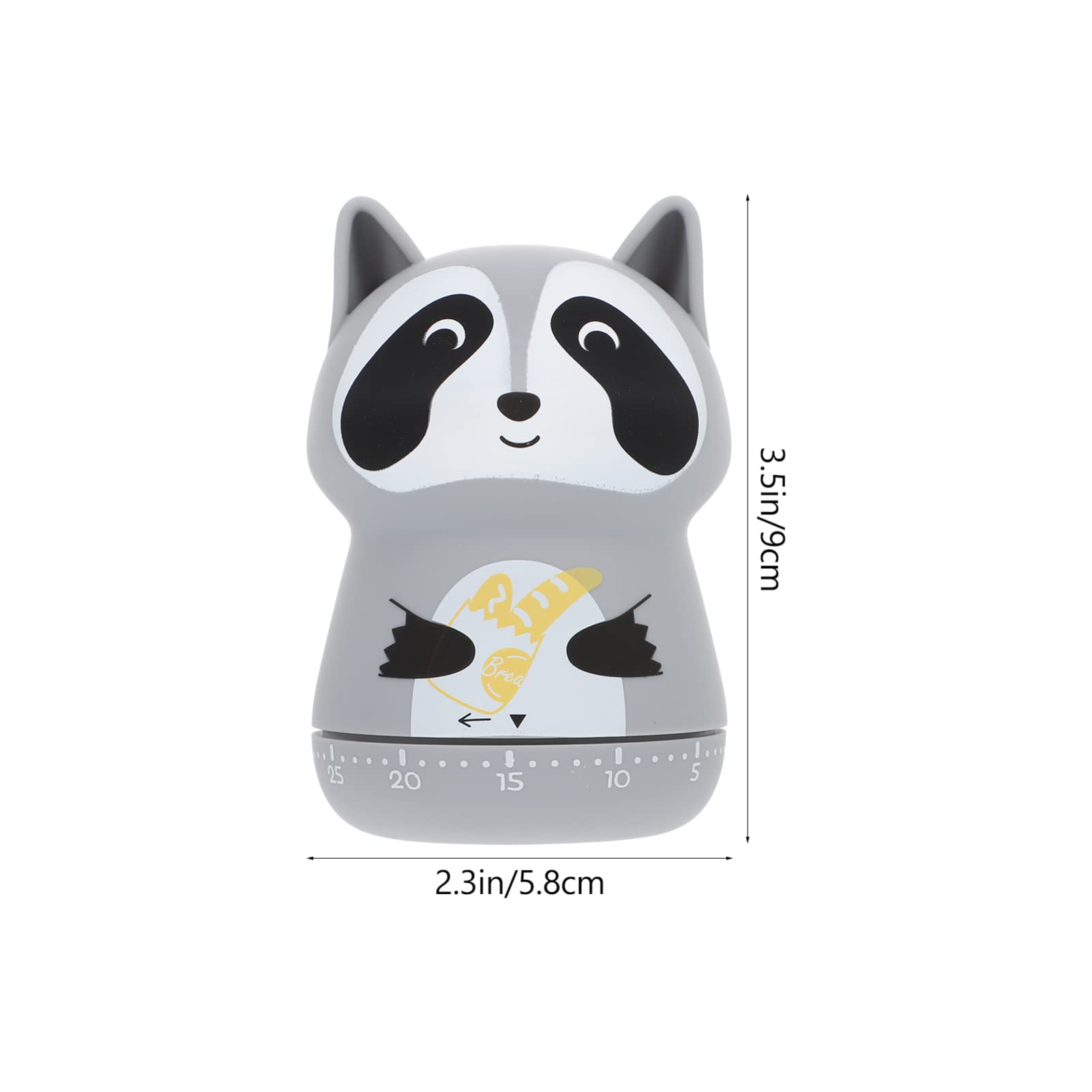 Raccoon Kitchen Timer Cooking Timepiece: Manual Mechanical Timer 60 Minutes Cute Cartoon Animal Shape Countdown Clock Portable Alarm Clock Kitchen Cooking Tool