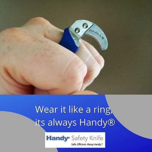 The Original Handy Safety Knife - Utility Ring Knife for Finger with Sharp, Curved Blade - Ring Size 16 - Grey - Standard Blade - Dozen - By Handy Twine Knife
