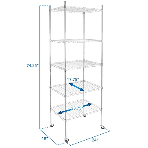TSRING 24" W x 18" D x 74.5" H 5-Shelf Garage Shelves, Silver