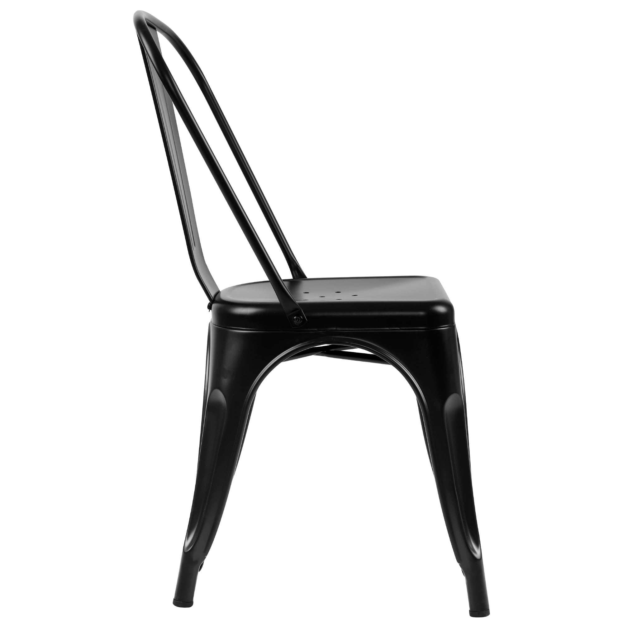 LSSBOUGHT Patio Dining Chairs set of 4 Metal Chairs Indoor Outdoor Chairs Stackable Chairs for Kitchen, Dining Room, Bistro and Cafe (black)