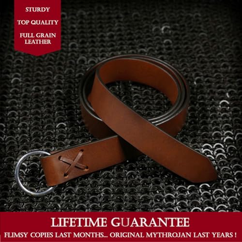 Mythrojan O Ring Medieval Leather Viking Belt LARP Renaissance Belt β Shuttle Brown