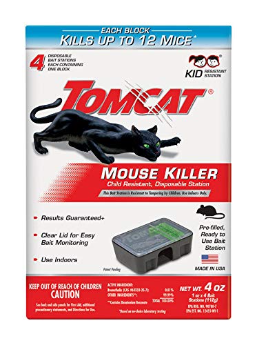 Tomcat Mouse Killer Small Disposable Bait Station, 4-Pack 371610 (Kid Resistant Station)