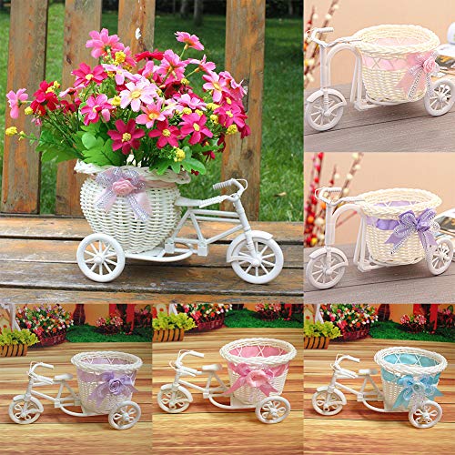 Luwsldirr Rattan Flower Basket Vase Tricycle Bicycle Model Home Garden Wedding Party Decor