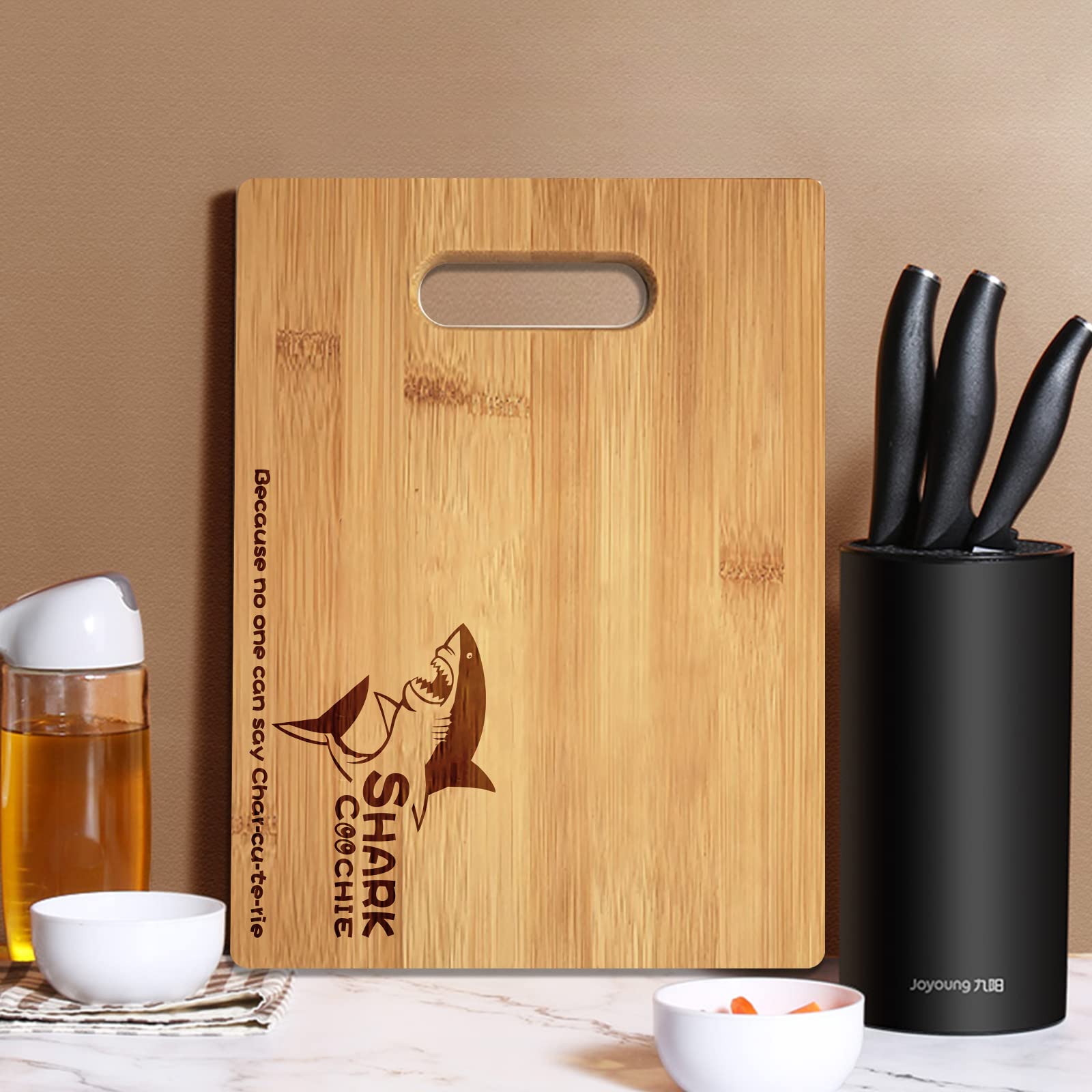 Shark Coochie Charcuterie Board Bamboo Cutting Board for Meat and Cheese Personalized Charcuterie Board Handmade Cutting Boards (Board C,11‘’)