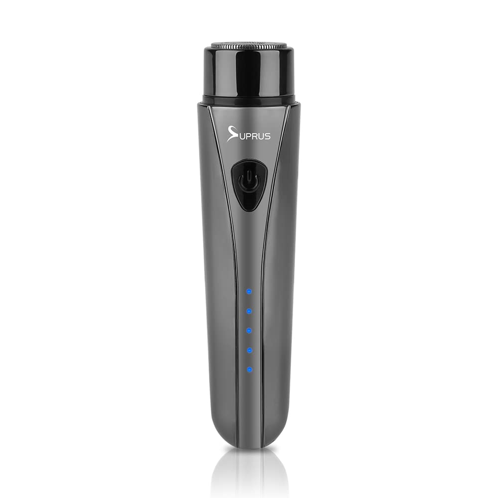 SUPRUS Women’s Rechargeable Electric USB Shaver for Face Beard Mustache Arm Leg Armpit Bikini LED Battery (Silver)