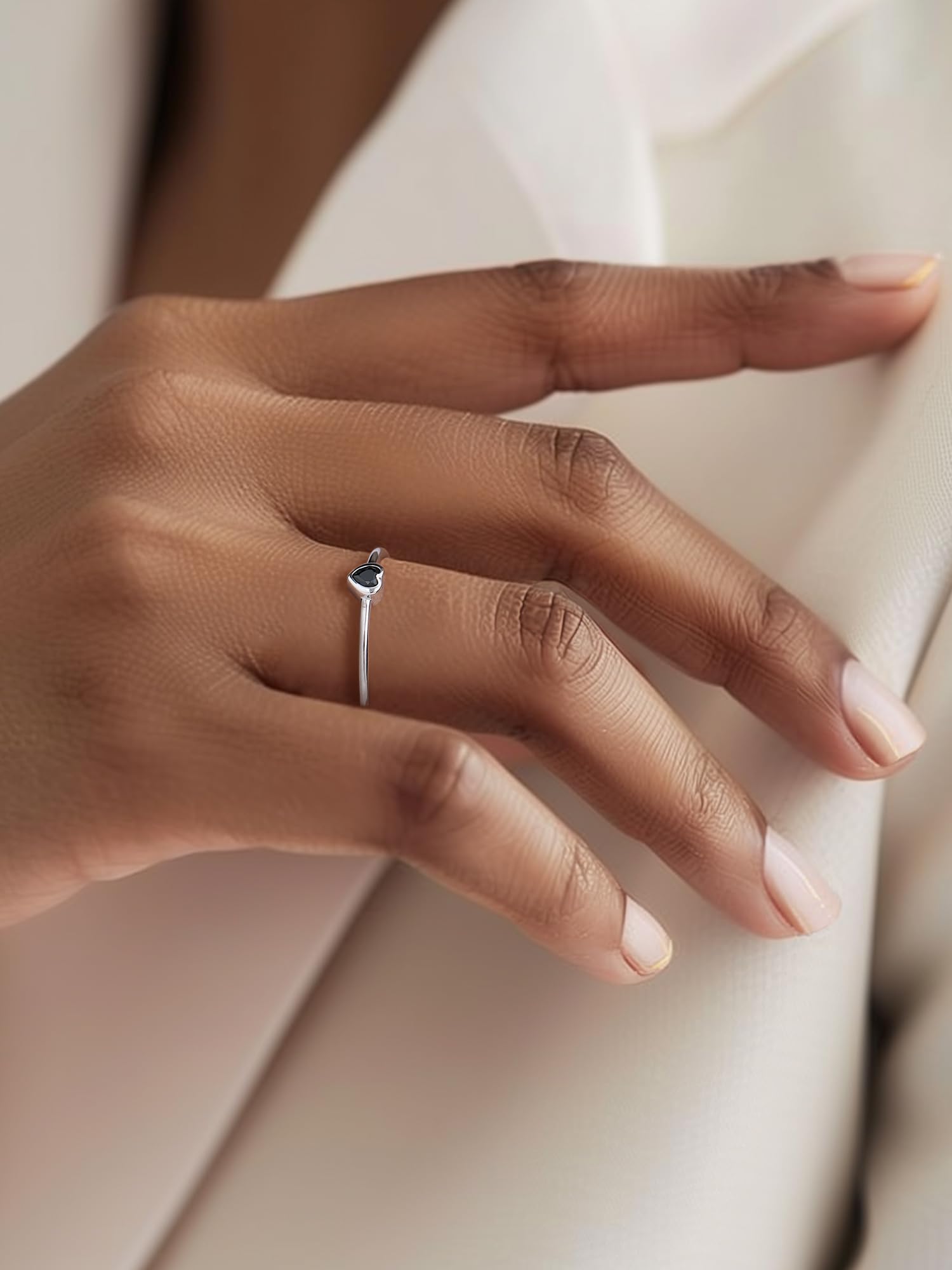 Silver Wedding Band for Woman Heart Cubic Zirconia Jewelry