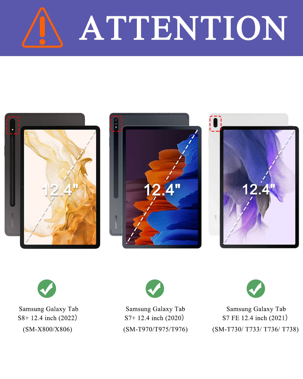 Supveco Case for Samsung Galaxy Tab S8 Plus 2022/ S7 FE 2021/ S7 Plus 2020 12.4 Inch, Full Body Protective Cover with Built-in Screen Protector & S Pen Holder, Rugged Heavy Duty Tablet Case, Dark Blue