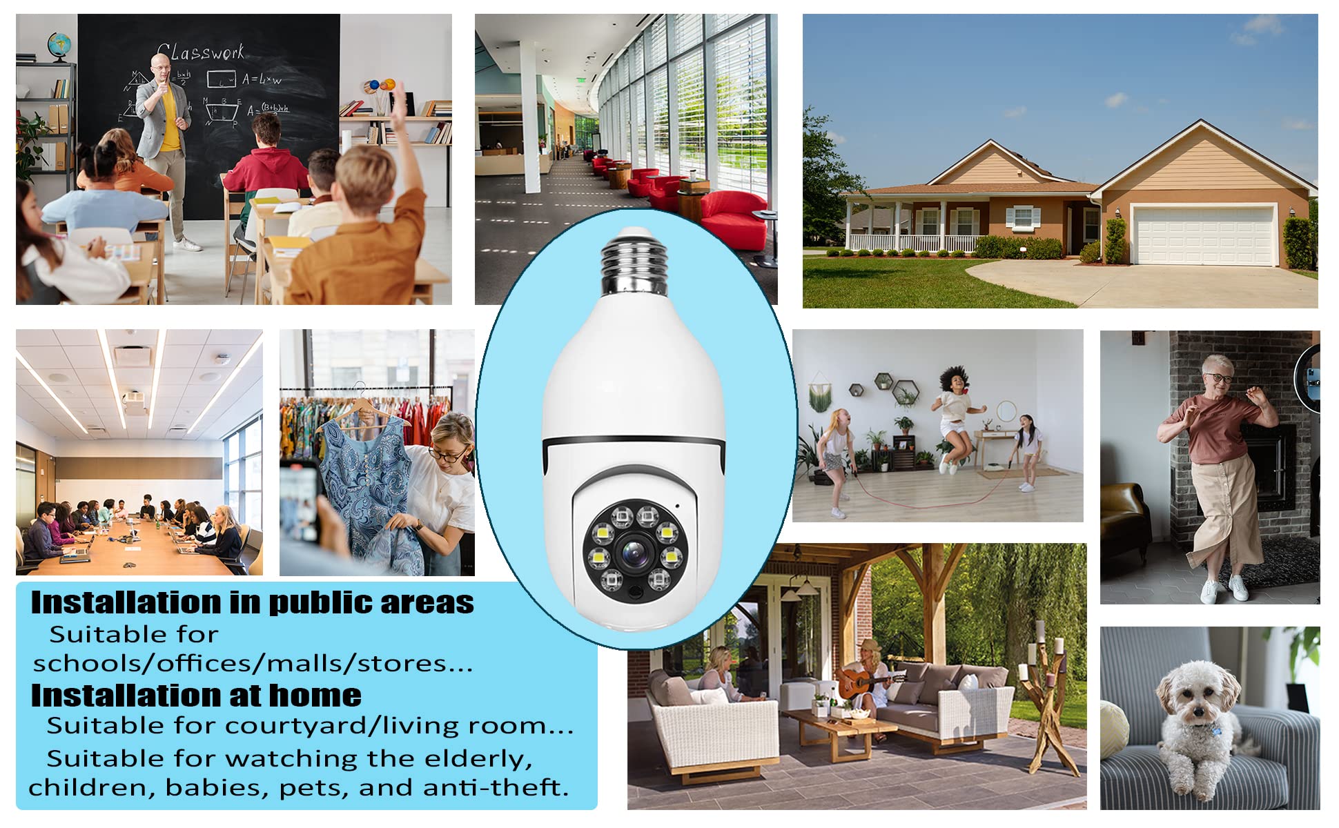 Light Bulb Camera,360 Light Bulb Security Camera,Light Socket Security Camera,2.4G/5GHz Smart Wireless WiFi 1080P HD Security Camera for Indoor- Outdoor,Motion Detection(2pc- with 32GB SD Card)