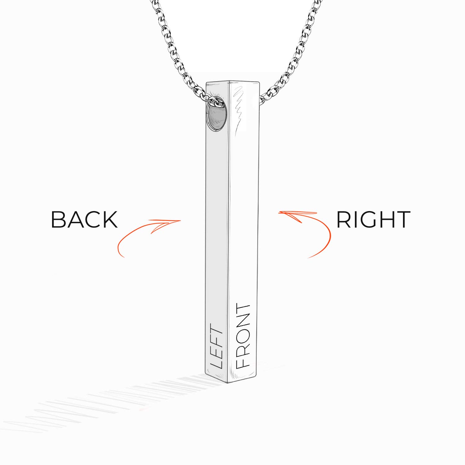Oak&Luna Personalized Custom Pillar Bar Necklace -3D Engraved 4 Sides- Christmas Jewelry Gift for Her
