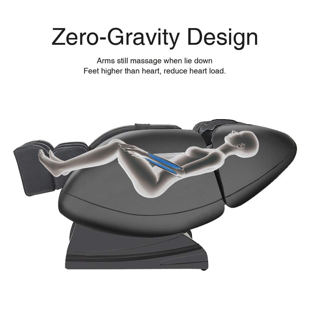 Max Relax Full Body Massage Chair,Zero Gravity Shiatsu Recliner with Air Bags,Back Heater,Foot Roller and Blue-Tooth Speaker,Black