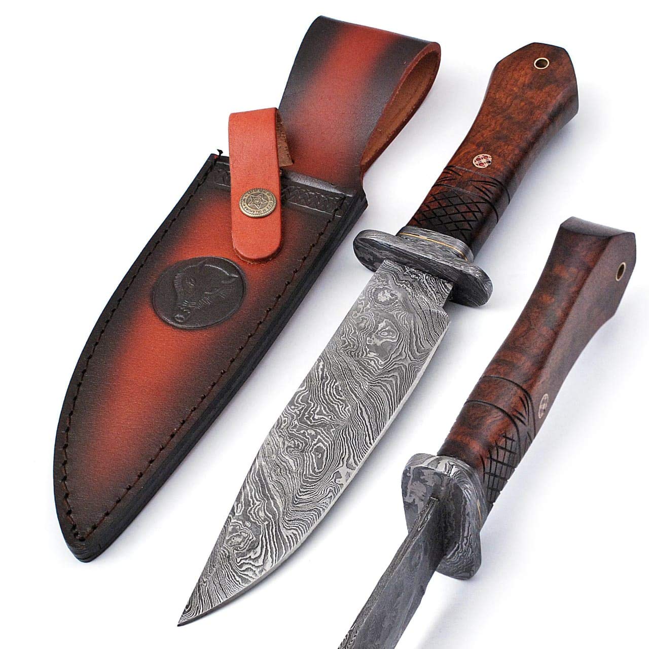 PAL 2000 HUNTING KNIVES Ssrg 9913 Handmade Damascus Steel Custom Knife Solid Rose Wood Handle