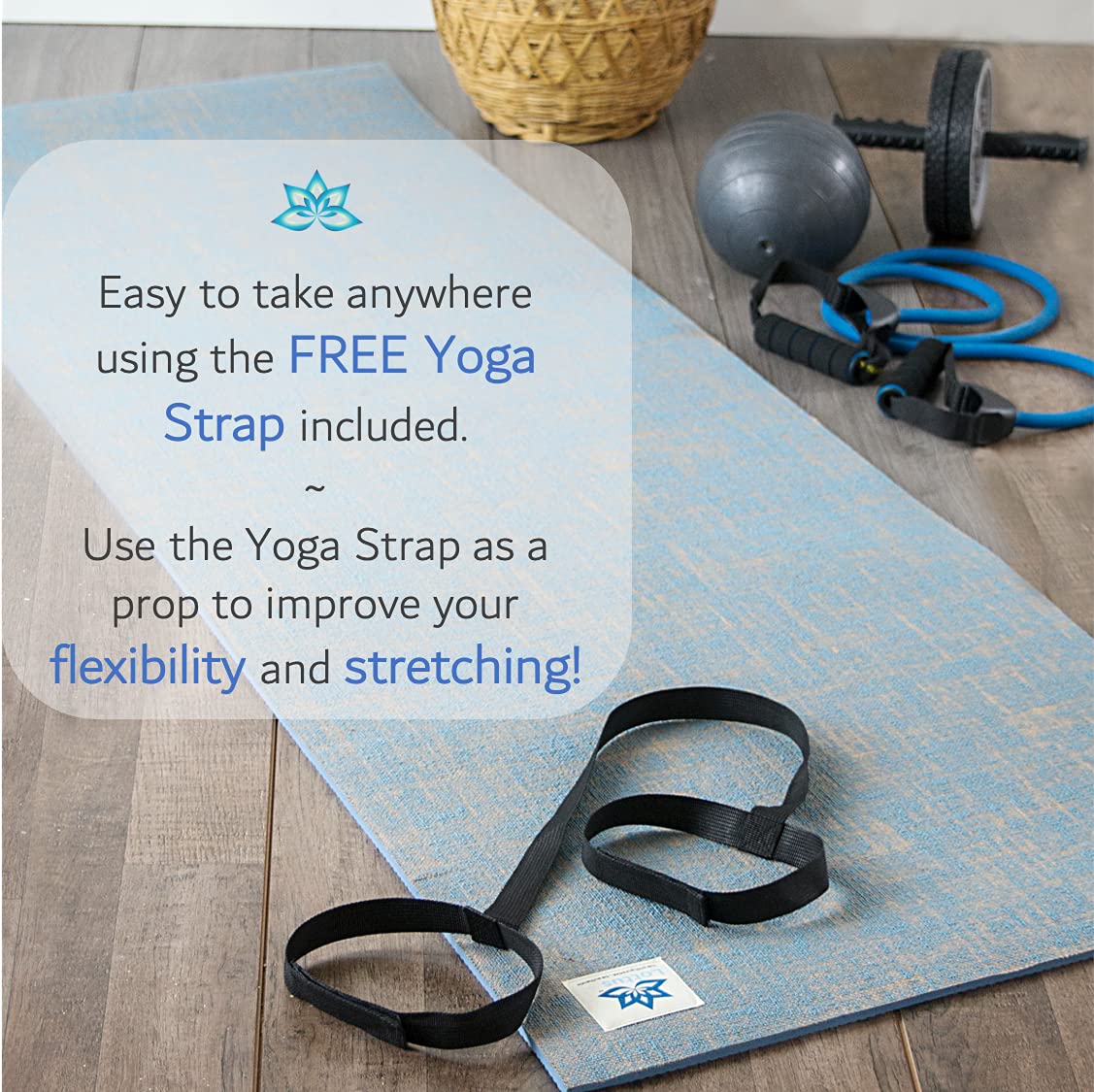 Lottus Life Natural Jute Yoga Mat [New & Improved] Extra Thick 8mm. Reversible. Strong Traction. Durable. Non Toxic. Carrying & Stretching Strap