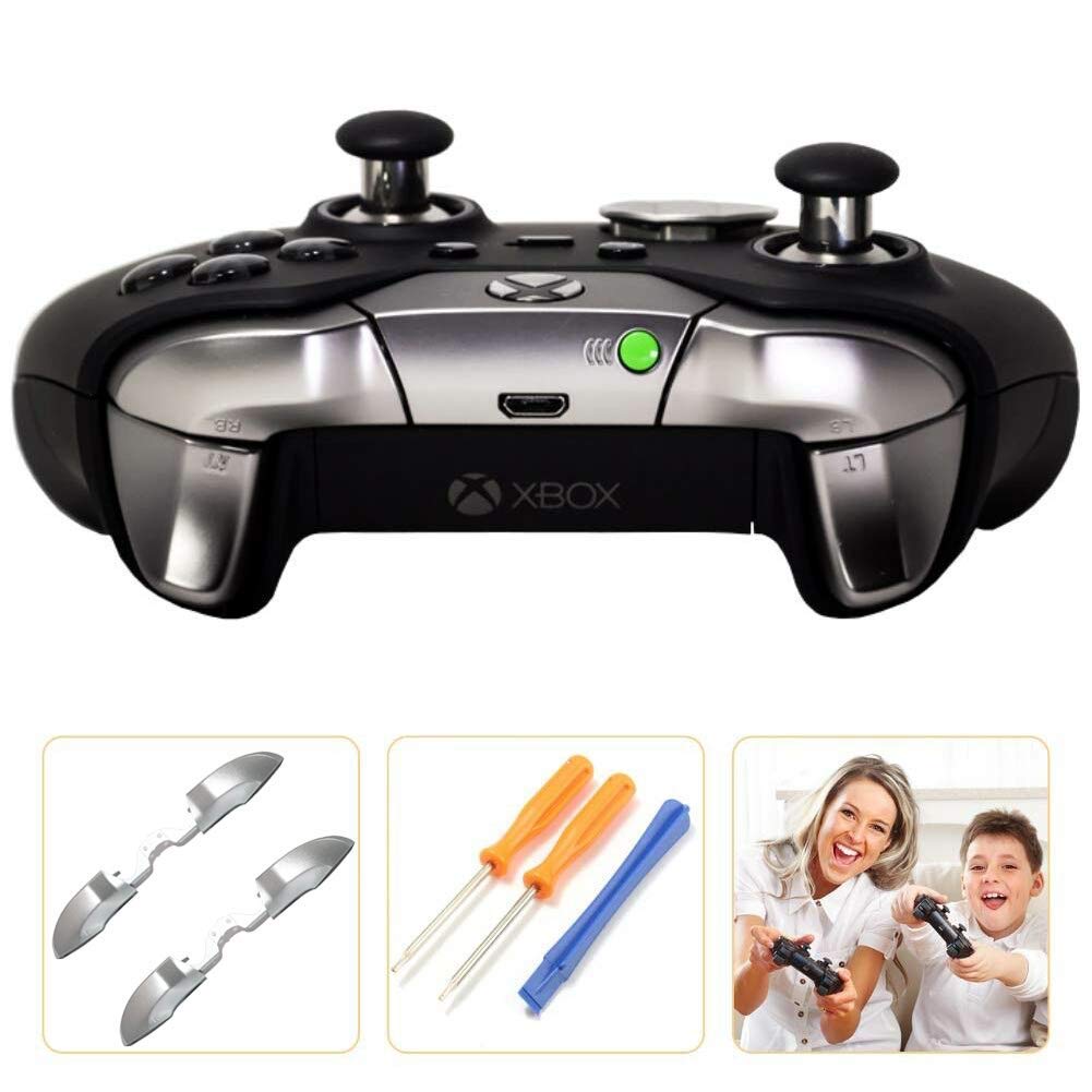 Loucsy Upgraded LB RB Bumpers Replacement Triggers Button Parts - Plating Workmanship + T6 T8 Screwdriver Repair Kit Compatible with Xbox One Elite Controller