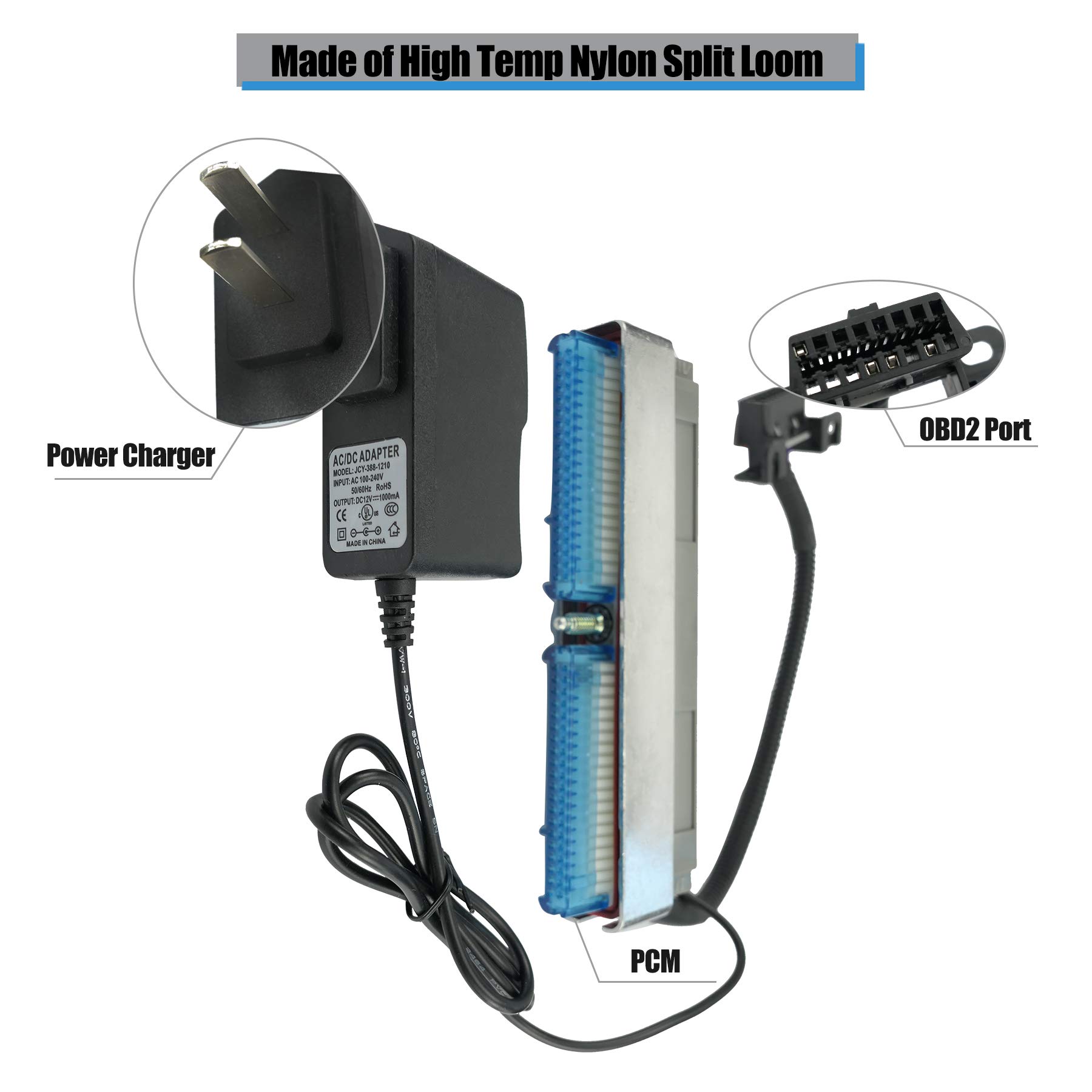 LS Gen 3 ECM Engine Programming Control Module Reader Diagnostic PCM Bench Harness w/Power Supply Fits for GM Chevy All Blue/Red & Blue/Green 1999-2007, OBD2 Port, 18 Gauge, 12 Volt