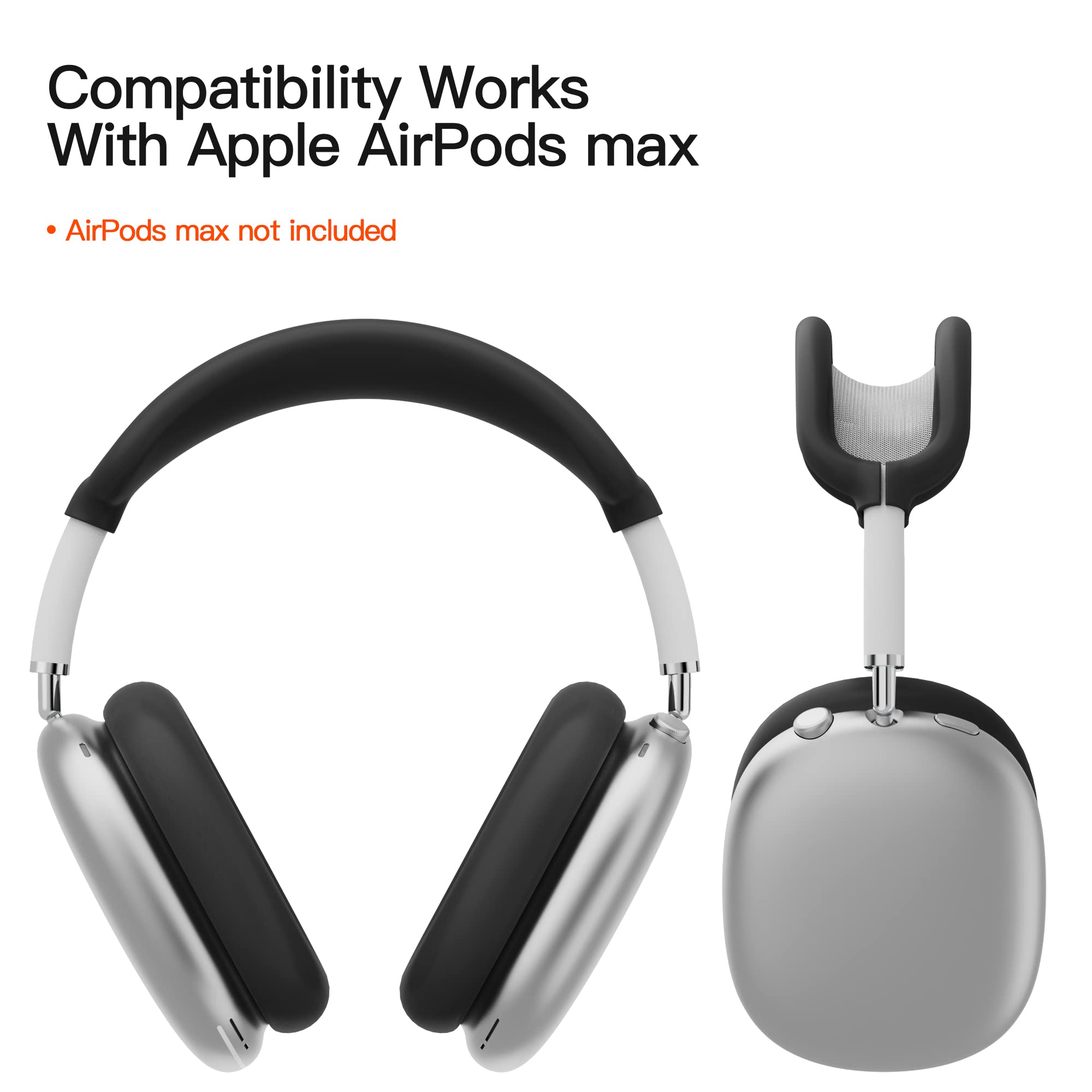 Tucana Silicon Cases Compatible for AirPods Max, Overhead Cover + Earcup Cover (Black)