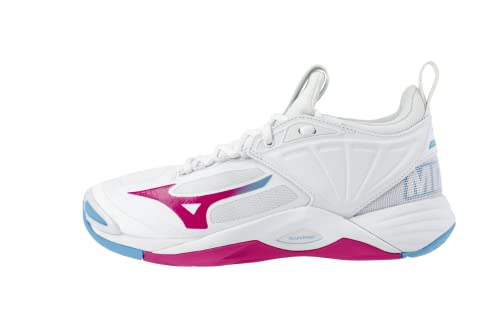 Mizuno Women's Wave Momentum 2 | Women's Indoor Volleyball Shoe | White/Pink | US Women's 10
