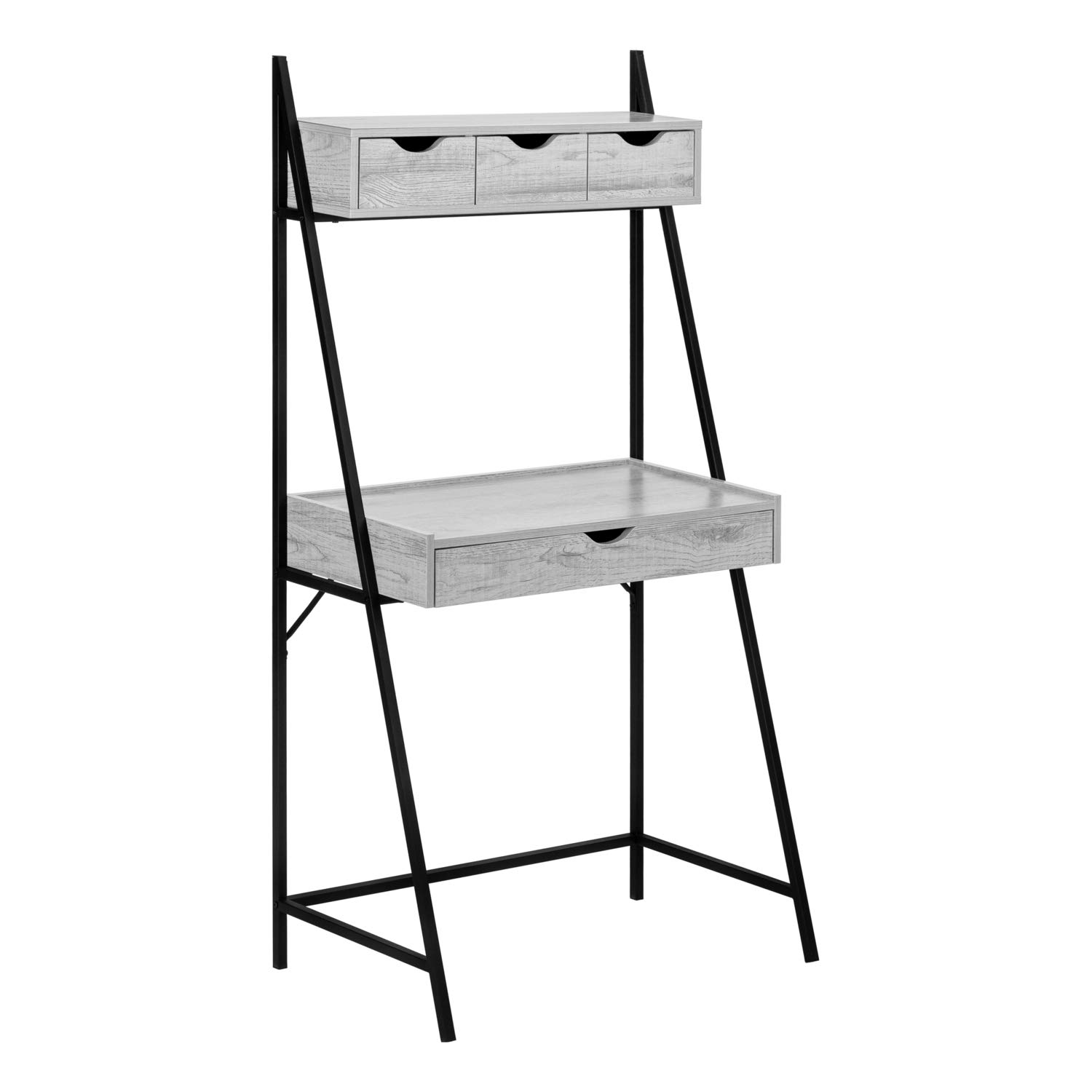 Monarch Specialties 7331 Computer Desk, Home Office, Laptop, Leaning, Storage Drawers, 32" L, Work, Metal, Laminate, Grey, Black, Contemporary, Modern Desk-32, 31.5" L x 19" W x 61.25" H