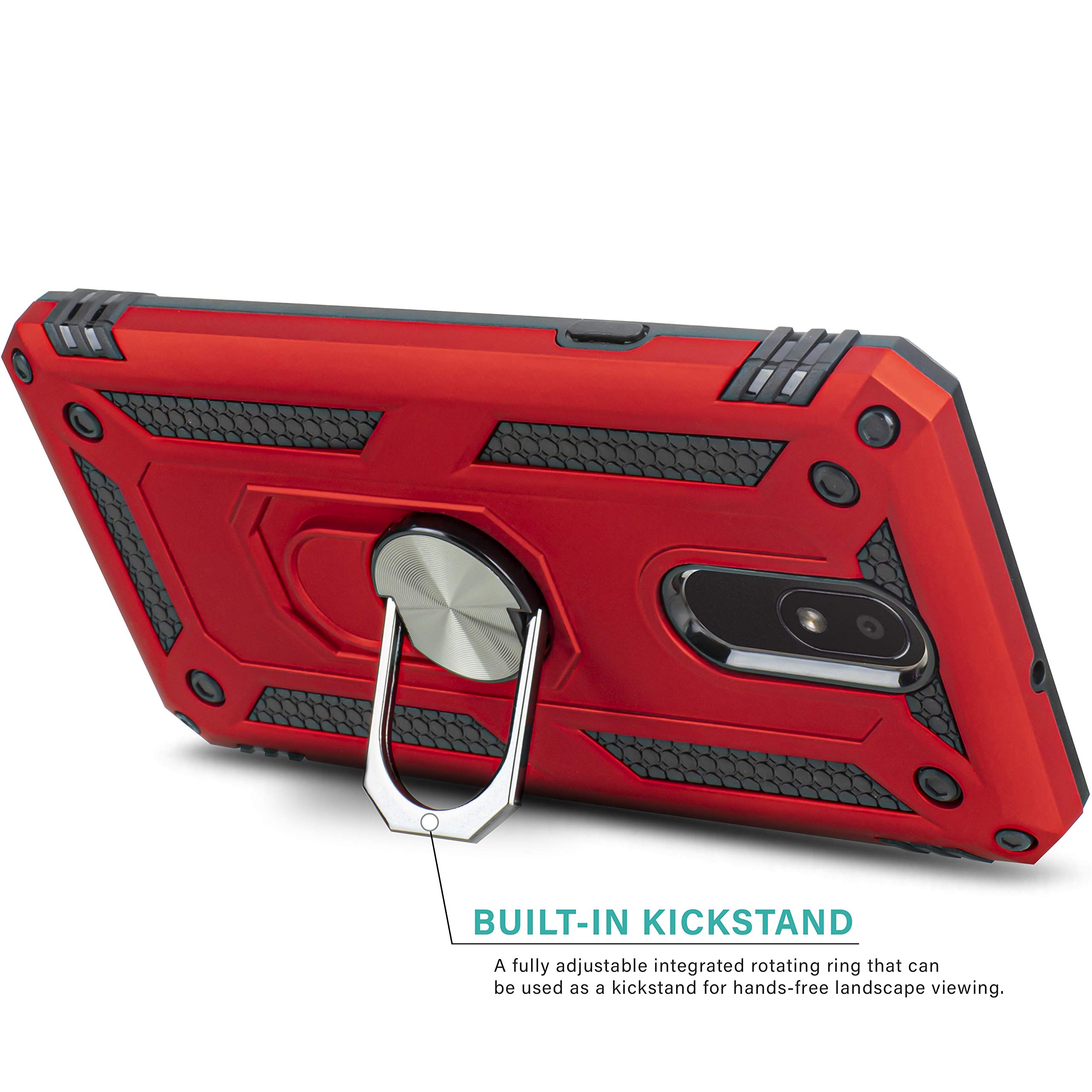 MAXVITAVELA Phone Case for [LG Journey LTE (L322DL)], [Loop Series][Red] Full Rotating Metal Ring Cover with