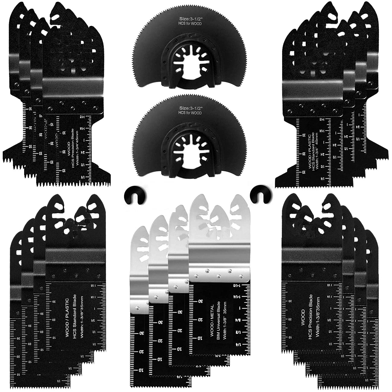 Oscillating Multi tool Saw Blades German technology 24pc Quick Release Tool kit Set for Wood Plastic Soft Metal Cutting Compatible with Bosch Makita Milwaukee Rockwell Ryobi Porter Cable Craftsman