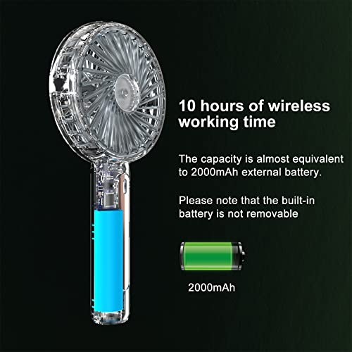 VKUSRA Handheld Fan, Mini Hand Held Fan with Base,Personal Small Battery Operated Portable Hand Fan with 4 Speeds,USB Rechargeable Makeup Desk Fan for Travel Outdoor Office-Black