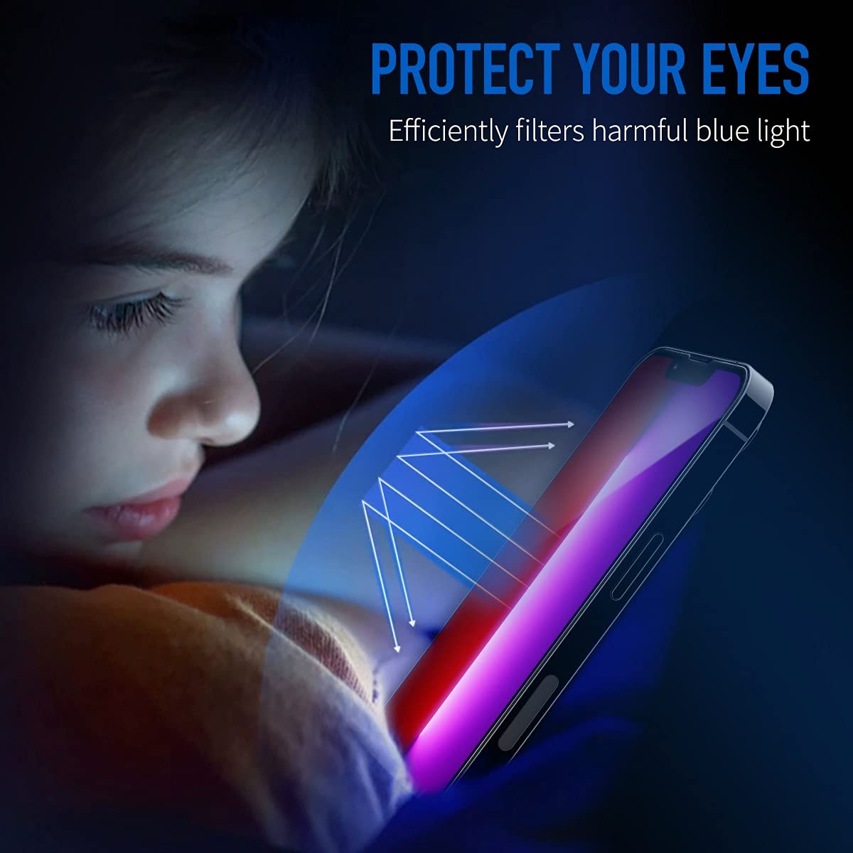 MOCOLL Anti Blue Light Glass Screen Protector Compatible for iPhone 13 Pro Max 6.7 Inch Screen Cover Saver Full Coverage Tempered Glass Film 9H Hardness 2.5D Edge Scratch-resistant Bubble Free