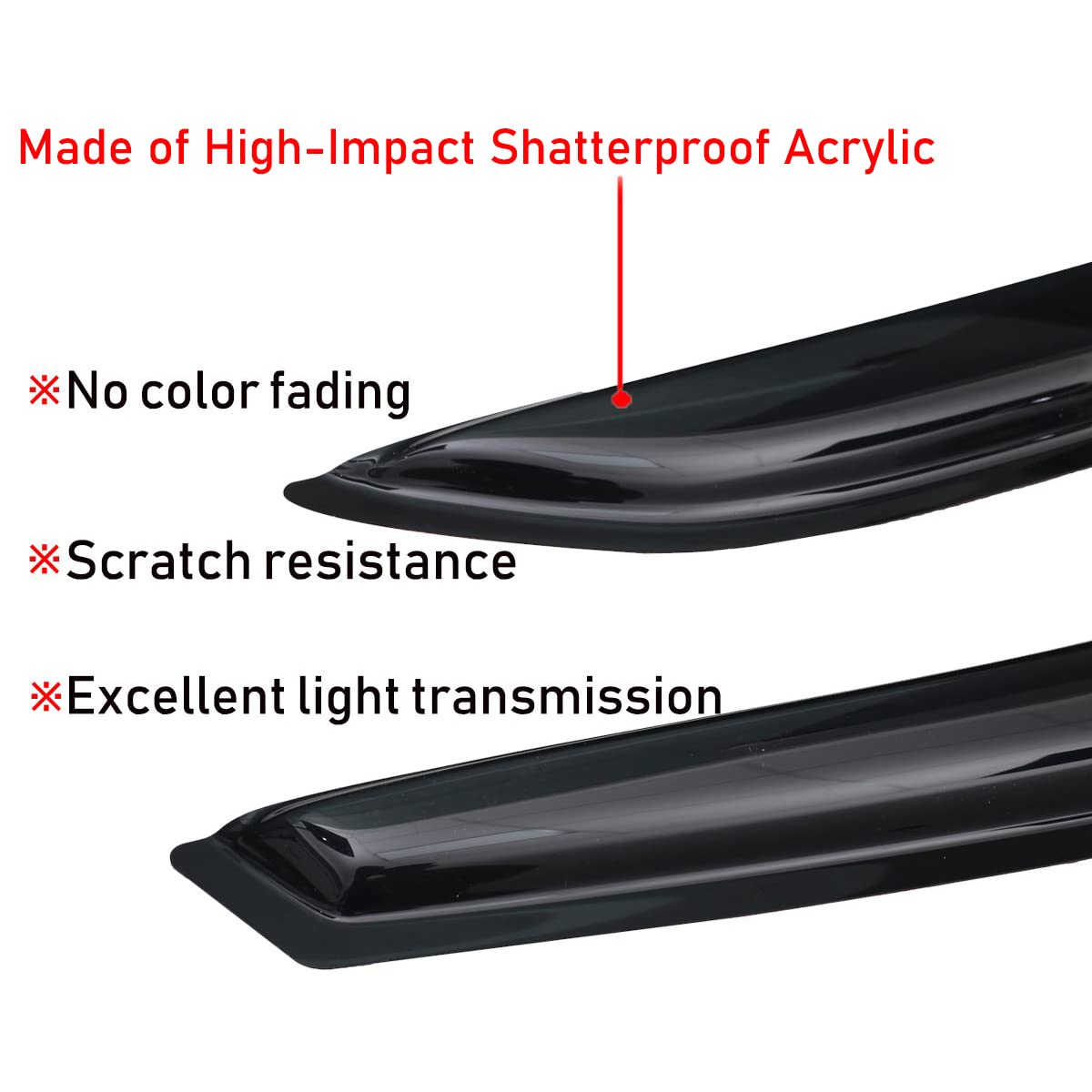 Lightronic WV94233 Outside-Mount Side Window Visor Deflector Vent Rain Guard, Dark Smoke, 4-Pieces Set, Fits 1997-2017 Ford Expedition, 2007-2017 Expedition XL, 1998-2017 Lincoln Navigator
