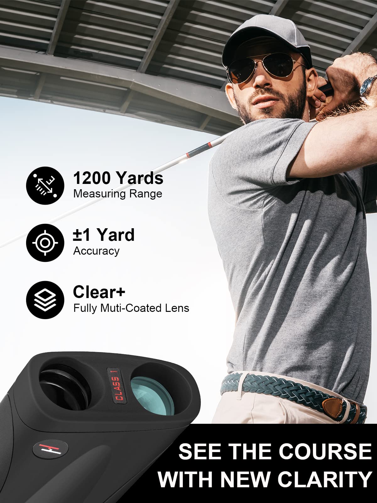 Range Finder, 1200 Yards Golf Rangefinder, Range Finder Golfing with Slope | 6X Magnification | Locks to Target | Pin Vibration, Outdoor Range Finder for Hunter, Golf Gifts for Men