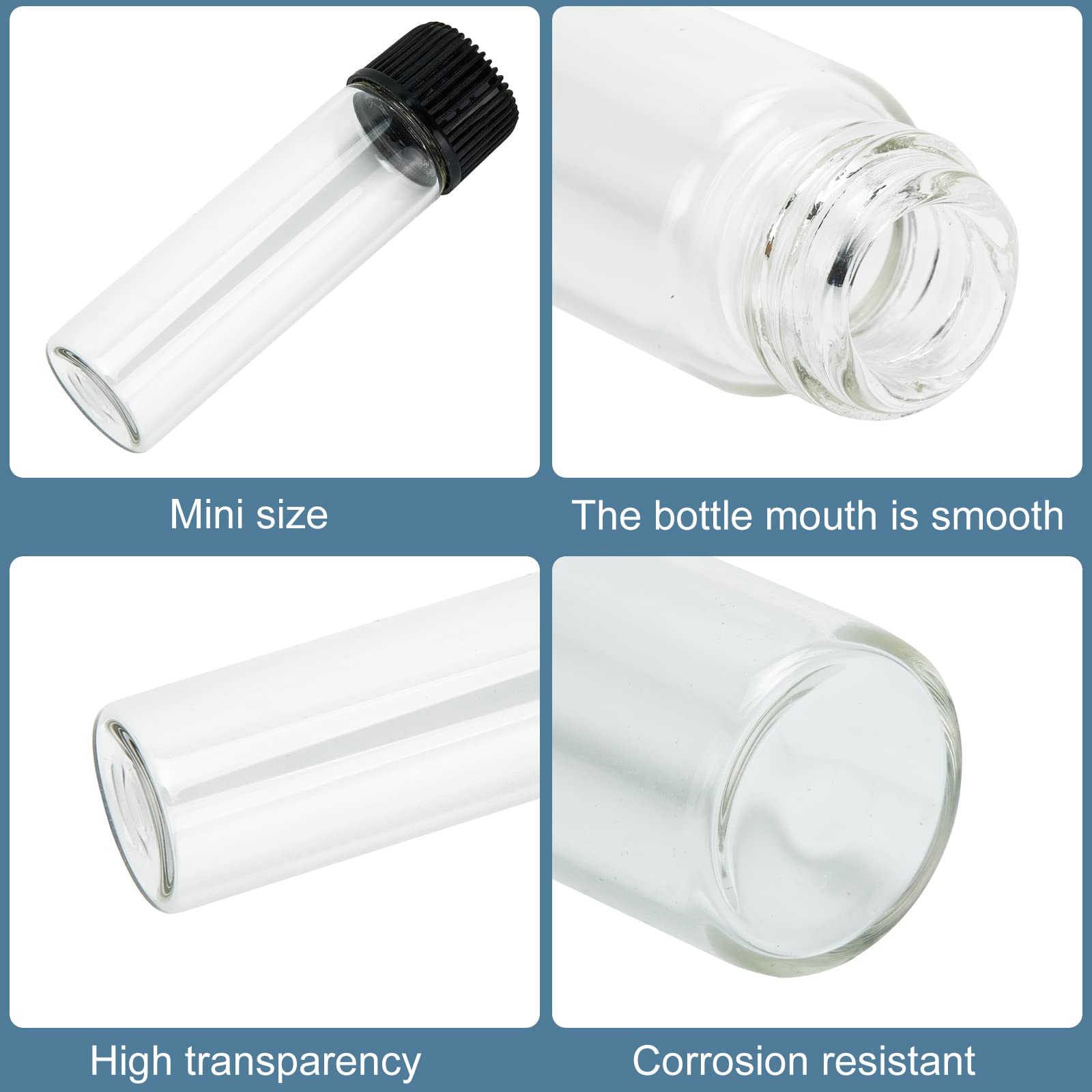 XZSIBIDE, 5ML Vials with Caps, Clear Glass Sample Vials, Glass Vials with Screw Caps, Can Be Used in Labs and More, Pack of 50
