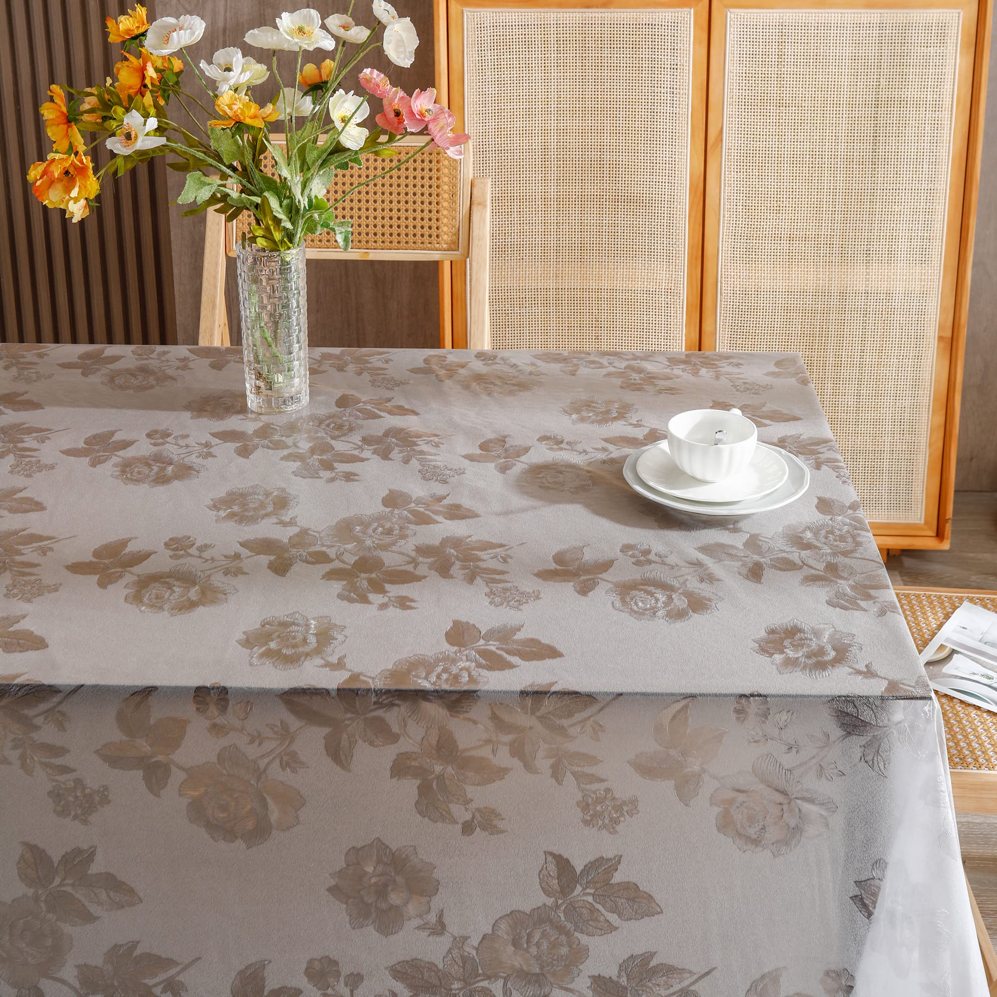 Yafe Vinyl Tablecloth Waterproof Oil-Proof PVC Table Cloth Stain-Resistant Wipeable Plastic Table Cover (60X84 Inch, CT035)