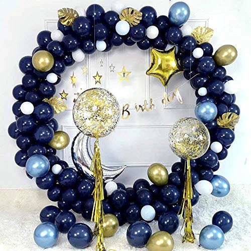 Maylai 50 Pack Navy Blue Balloons 12 Inch(Thick 3.2g/pc) for Wedding Birthday Party,Dark Blue Balloons Round Chrome Helium Balloons, Navy Balloons for Cowboy Party Decorations