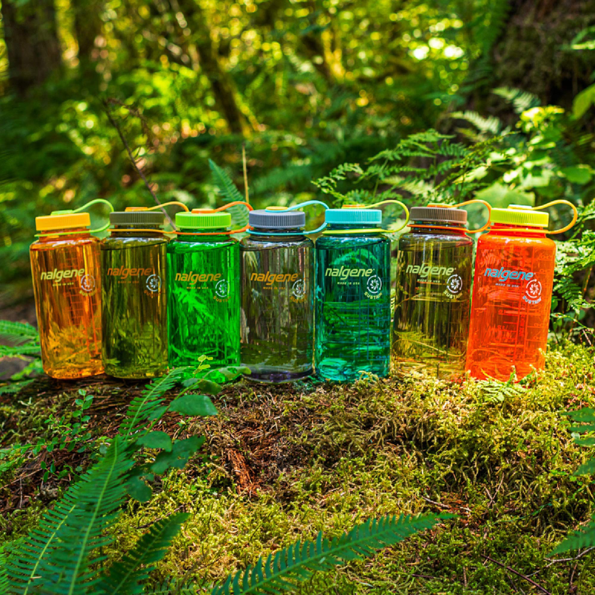 Nalgene Sustain Tritan BPA-Free Water Bottle Made with Material Derived from 50% Plastic Waste, 32 OZ, Wide Mouth, Trout Green