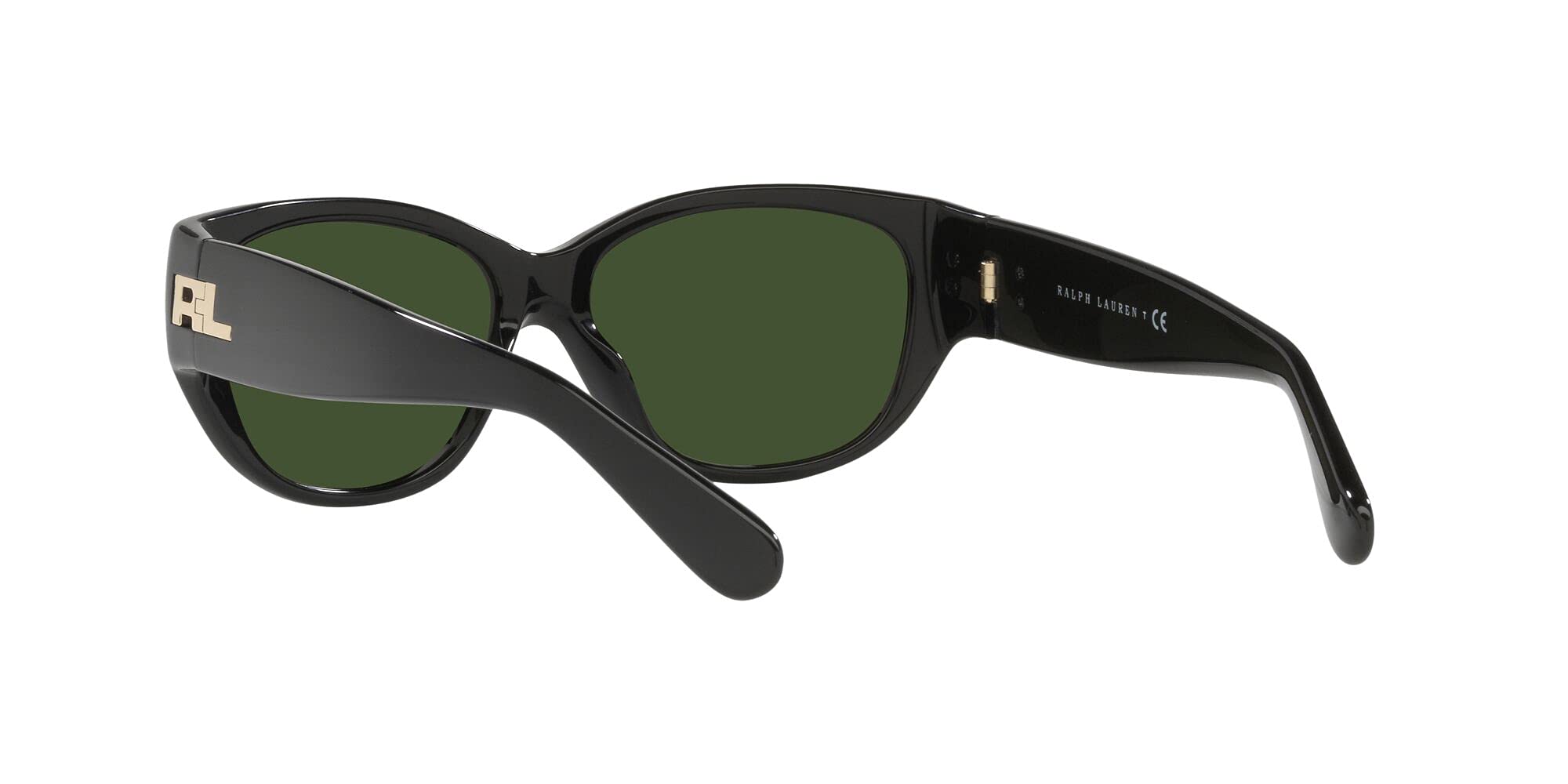 Ralph by Ralph Lauren Women's RL8193 Square Sunglasses, Shiny Black/Bottle Green, 56 mm