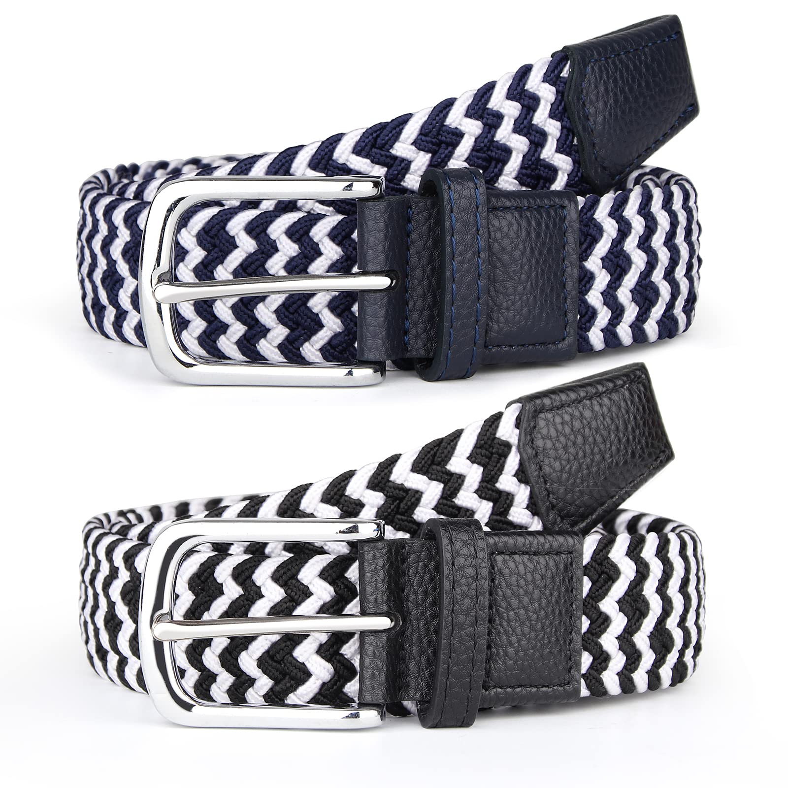 Radmire 2 Pack Braided Elastic Belts for Men, Womens Stretch Golf Woven Belts for Jeans Pants