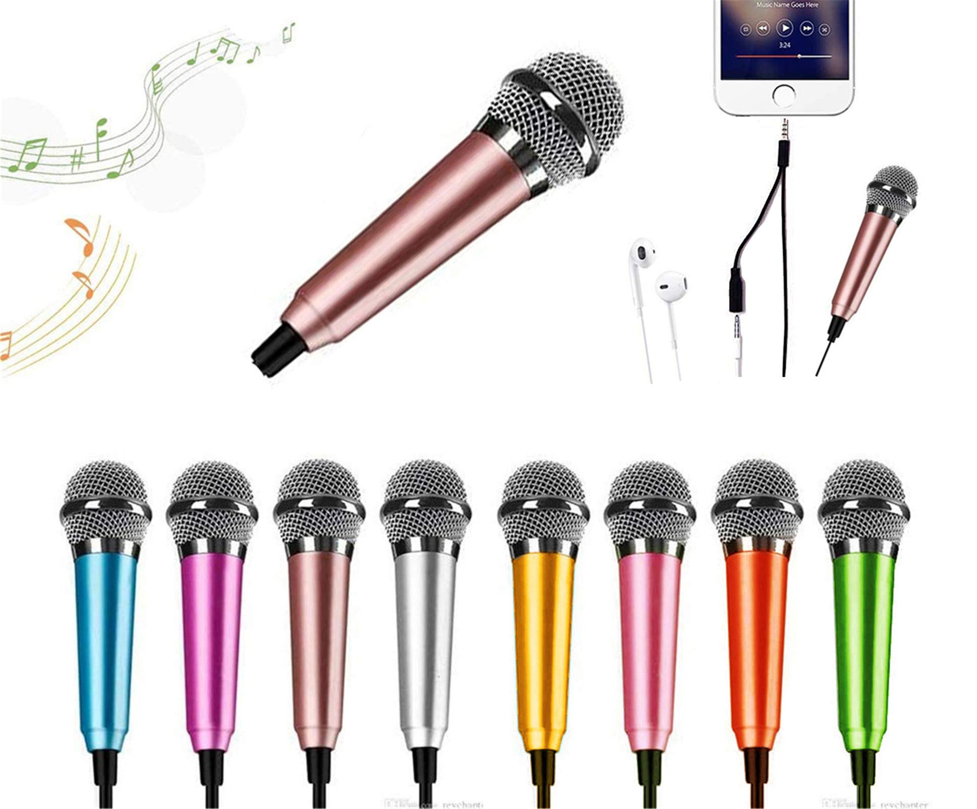 Mini Portable Vocal Microphone for Mobile Phone, Computer, Tablet, Recording Chat and Singing(Rose Gold)
