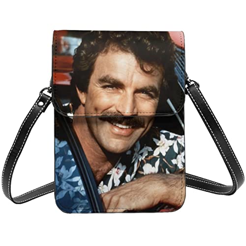 Tom Selleck Small Crossbody Cell Phone Bag For Women'S, Portable Multifunction Shoulder Bag Card Hold Purse,With Removable Shoulder Strap