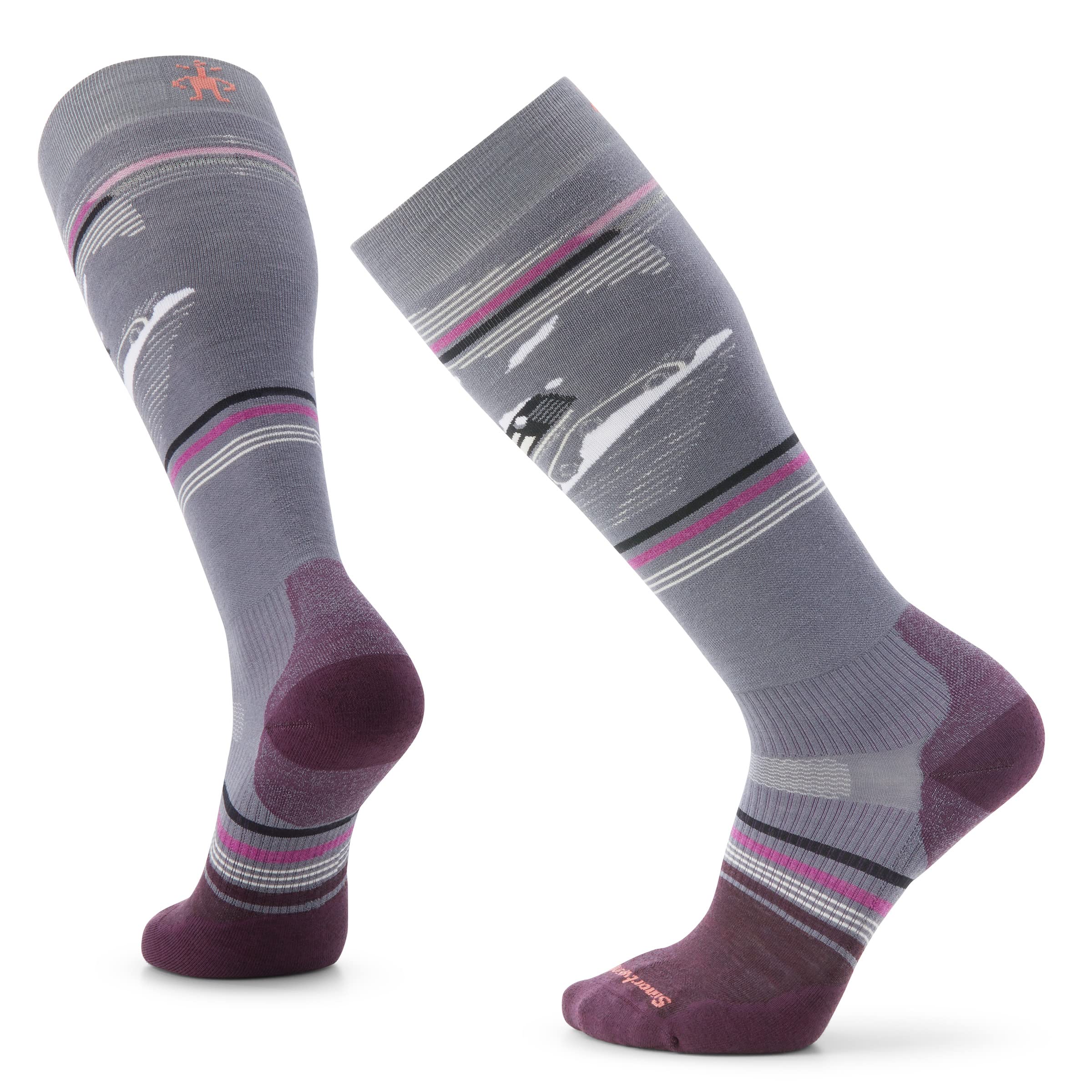 Smartwool Snowboard Piste Machine Targeted Cushion Merino Wool Over The Calf Socks For Men and Women, Graphite, Large