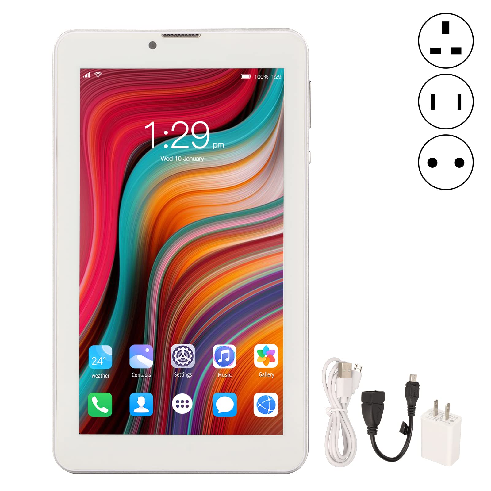MAVIS LAVEN 7 Inch Calling Tablet, 100-240V HD Tablet 4GB 32GB 7 Inch 1960x1080 IPS Expandable Up to 128GB Blue for Android 10.0 for Watching (US Plug)