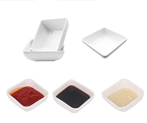 smylls 6 Pcs 3 Ounce Dipping Bowls Set White Plastic Dipping Sauce Bowls,Small Bowls for Ketchup,Side Dishes,Vinegar in Party BBQ,Condiments