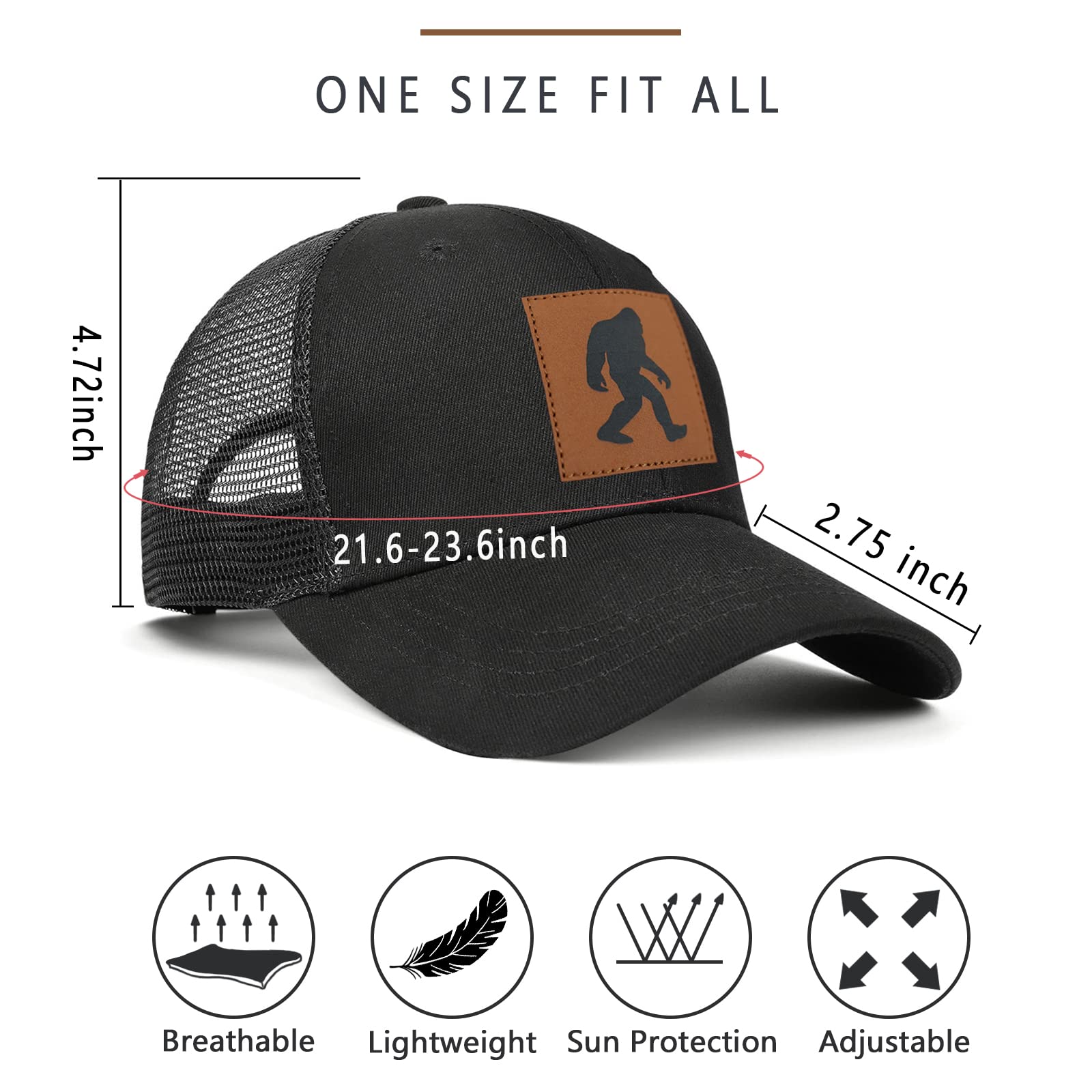 Simocked Bigfoot Hat Sasquatch Trucker Hat Big Foot Gifts Sasquatch Bigfoot Gifts Mesh Snapback Hat for Men