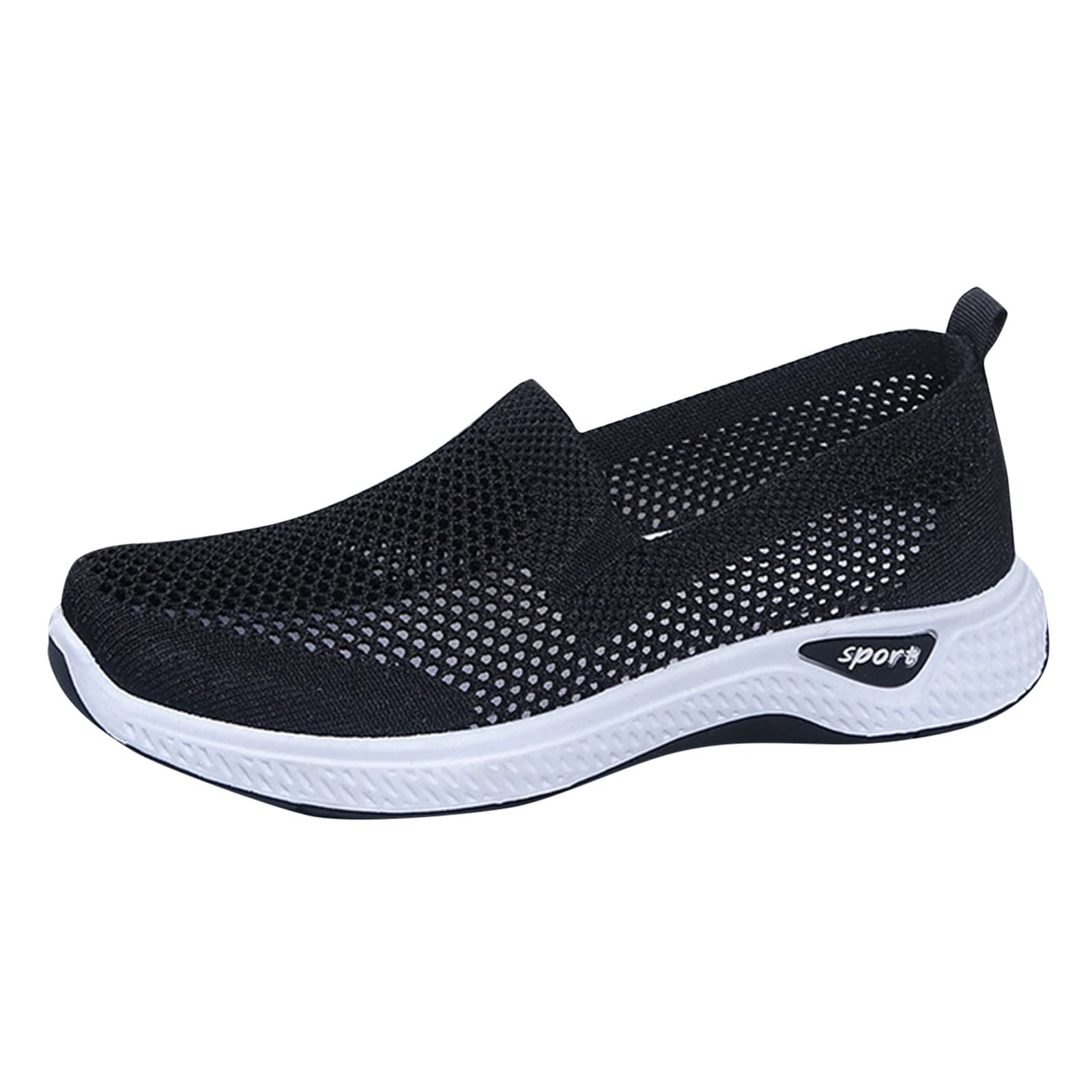 MLAGJSS Slip on Sneakers for Women Comfortable Walking Shoes Memory Foam Loafers Black Sneakers Women's Air Cushion Shoes(0726TA225 Black,Size 6.5)