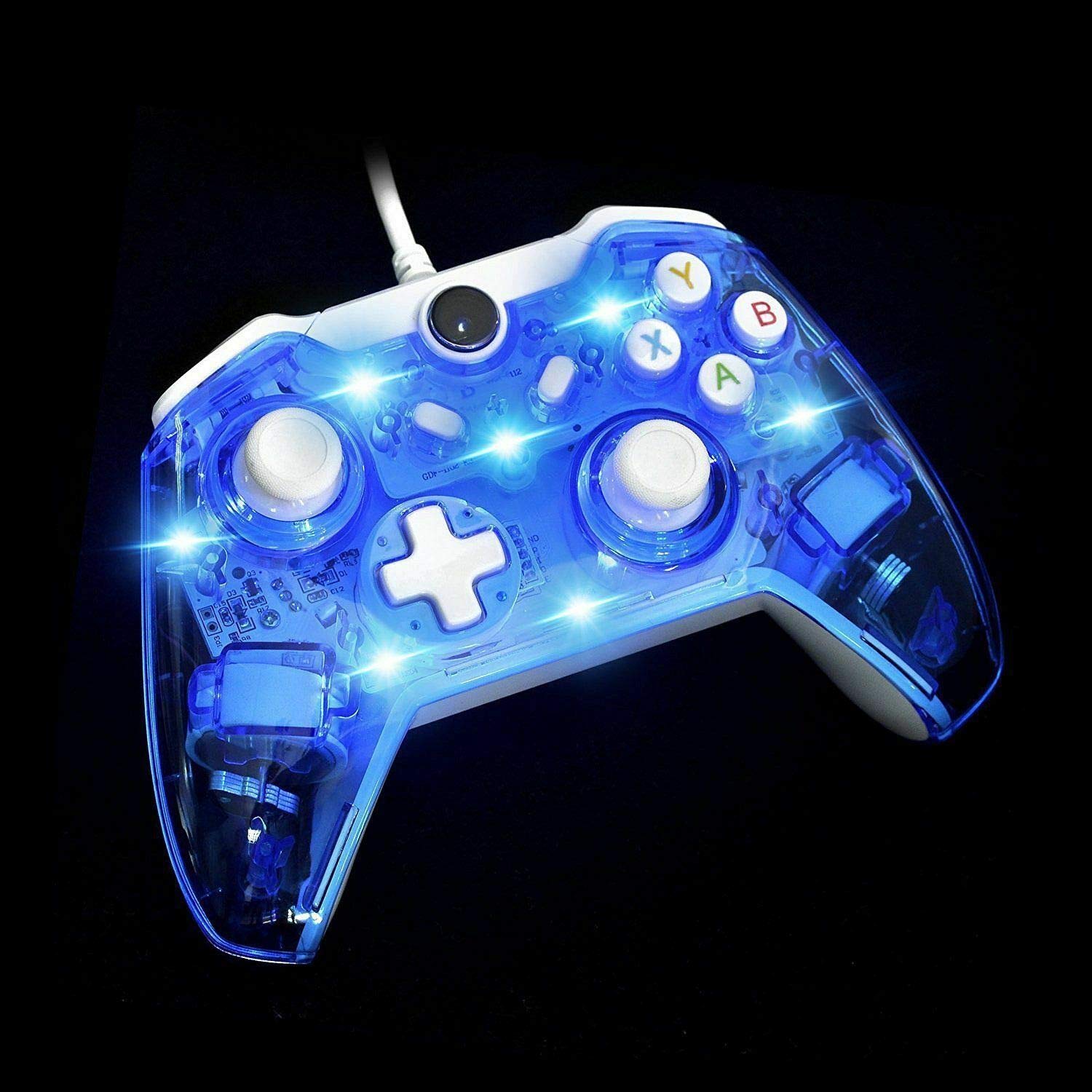 MODESLAB Wired USB Controller for Xbox One, Xbox 1s Controller Joystick Game pad Remote Compatible with Xbox One Console PC Windows 7/8/ 10 with Vibration LED Flicker - Blue