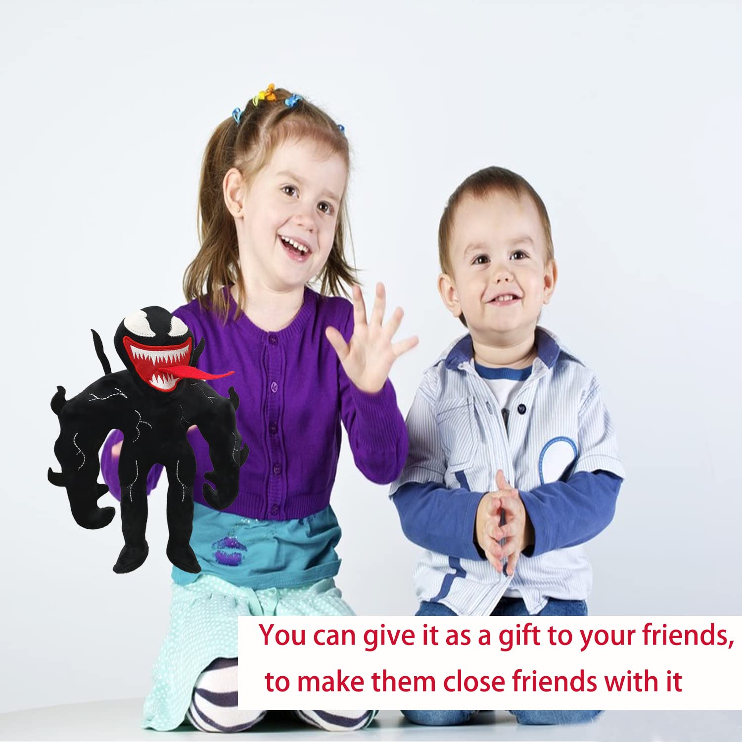 Srikingchimes Black Venom Plush, Black Scary Plush Plush Doll, Creative Plush Toy Decoration for Boys and Girls,Valentine's Day Gift